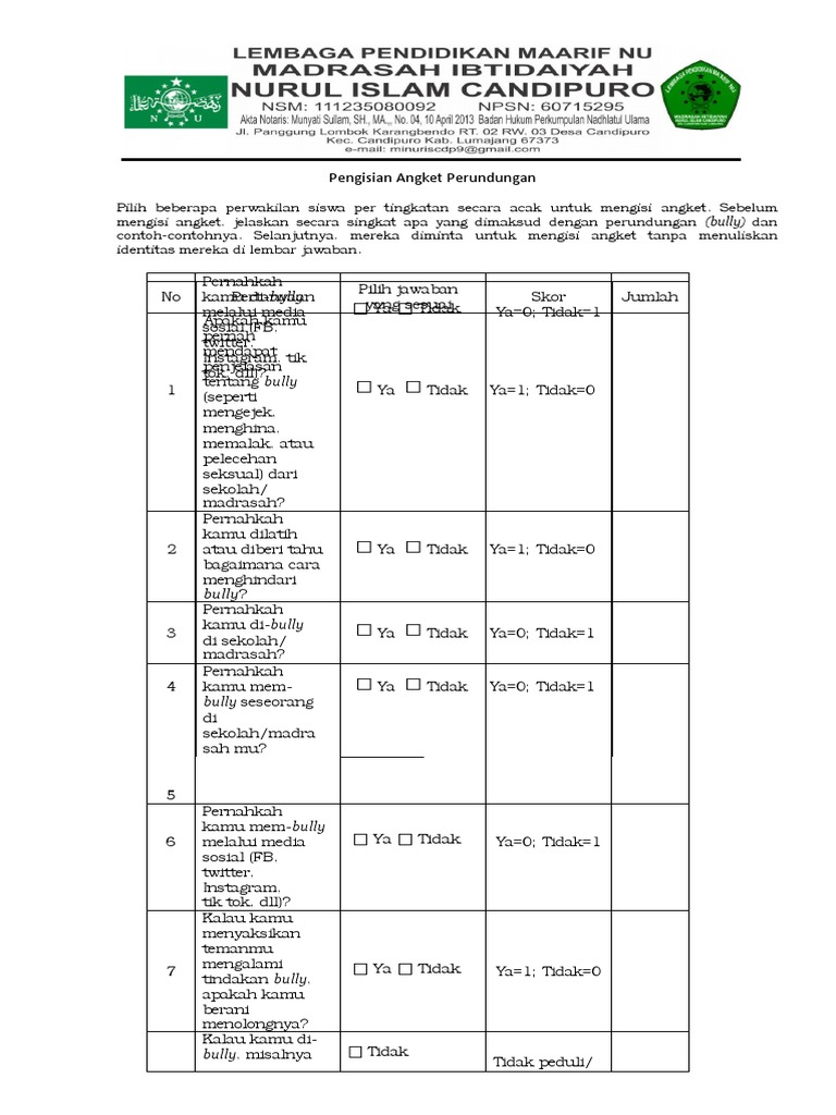 Butir.4.Pengisian Angket Perundungan | PDF