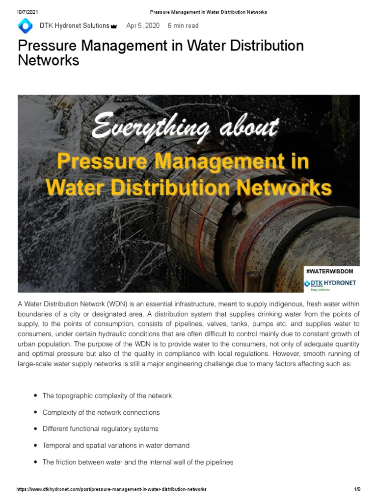 Water Distribution Pressure Management | PDF | Water | Valve