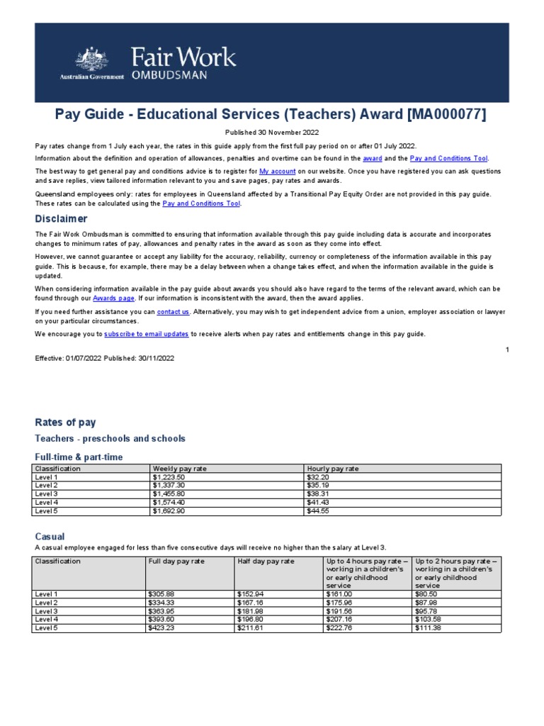 Educational Services Teachers Pay Guide 2022 | PDF