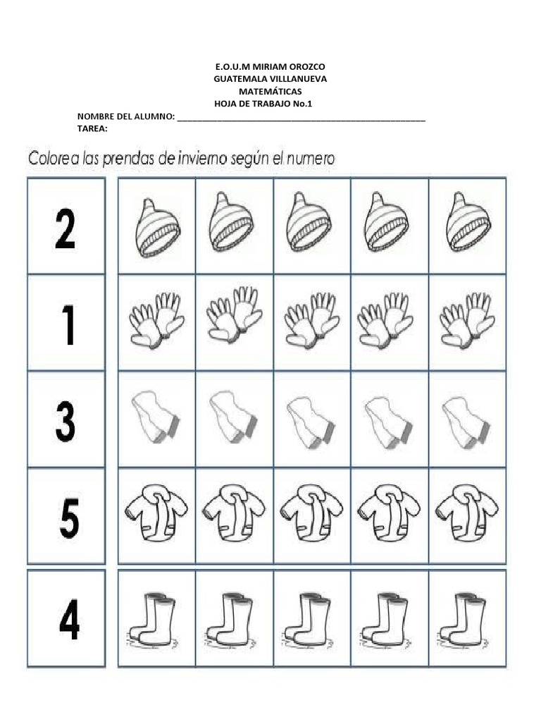 Hoja de Trabajo Los Numero Del 1 - 5 Maribel | PDF