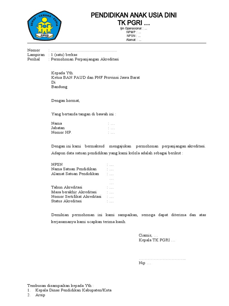 Surat Perpanjangan Akreditasi PAUD (ArraPena) | PDF Surat Perpanjangan Akreditasi PAUD (ArraPena) | PDF