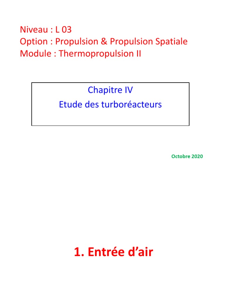 Chapitre IV - Turboreacteur | PDF