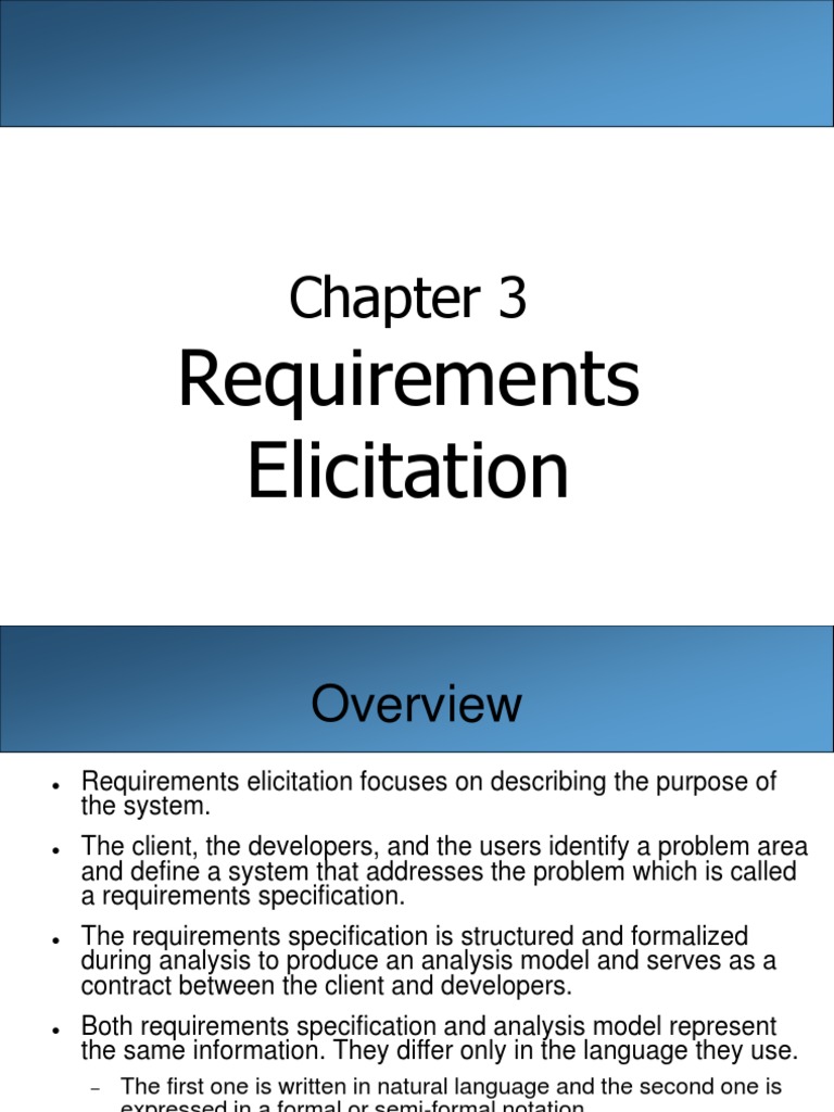 CH 3 - Requirments Elicitation | PDF | Use Case | System
