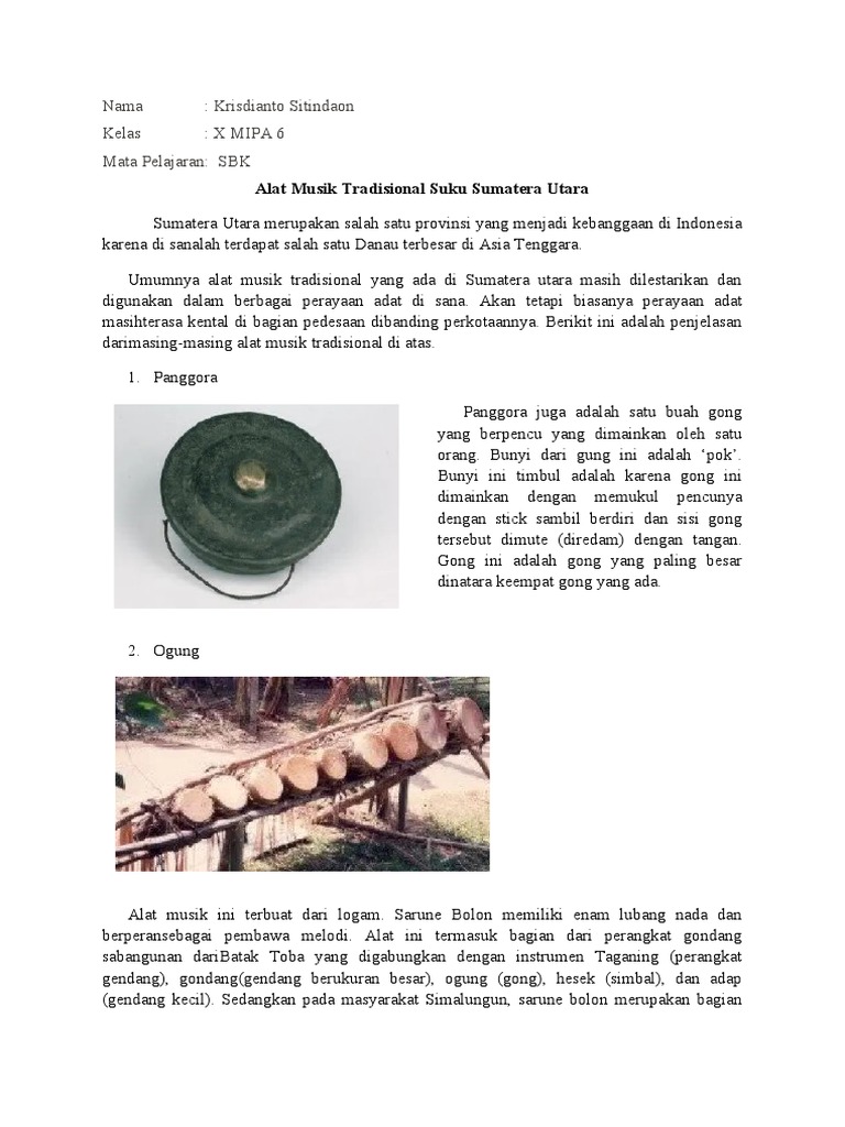 Alat Musik Sumatera Utara | PDF