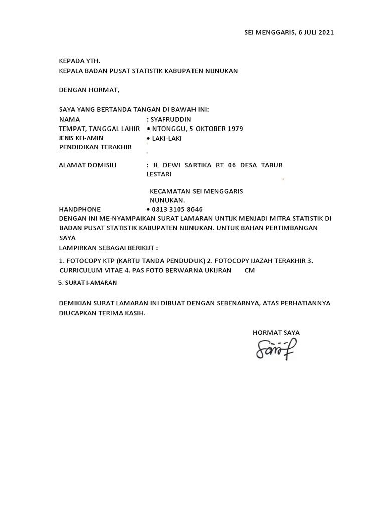 Lamaran Syafruddin | PDF