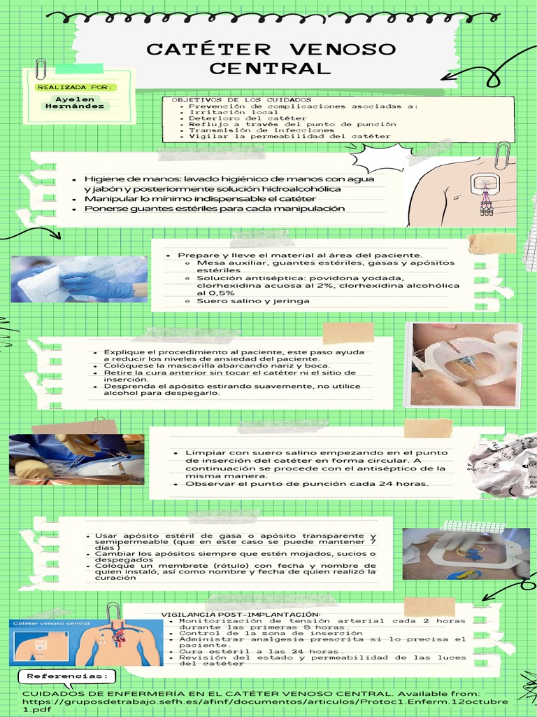 Cuidados Esenciales del Catéter Venoso Central | PDF | Lavado de manos ...