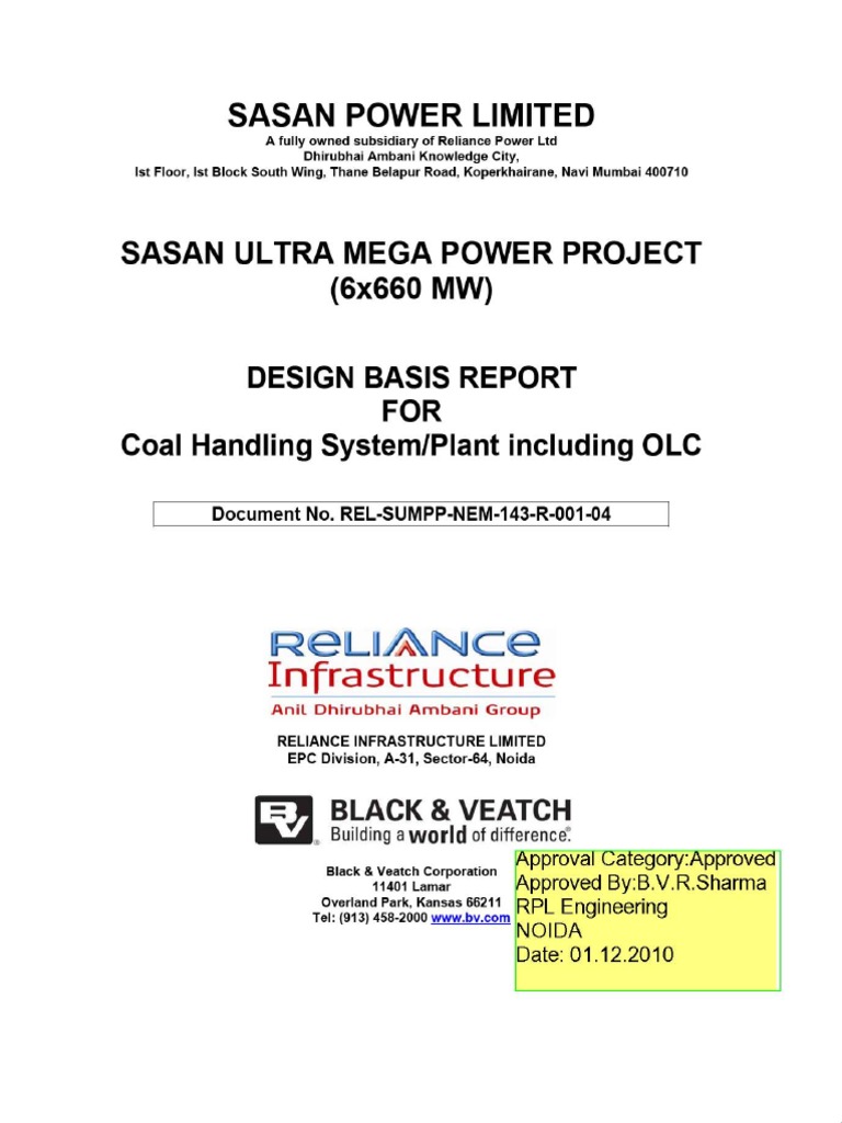 Coal Handling Plant & OLC System-DBR-SUMPP-R4-Final04.02.10 | PDF