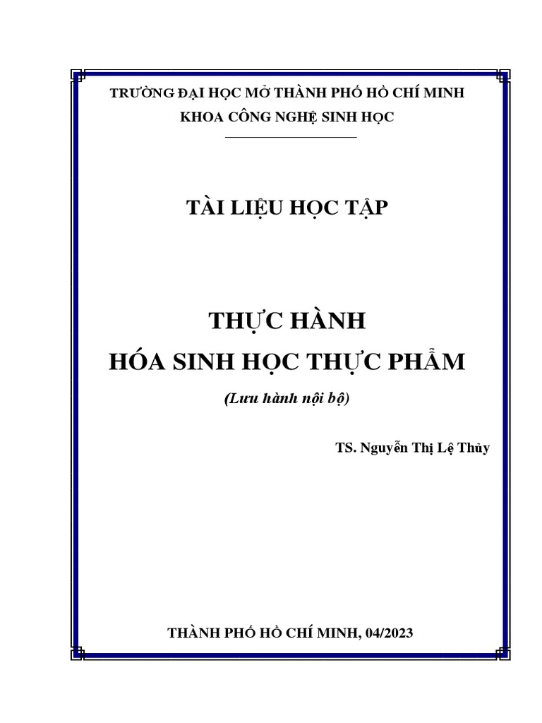 TLHT Hoa Sinh Học Thực Phẩm Thuc Hanh Bai 12 | PDF