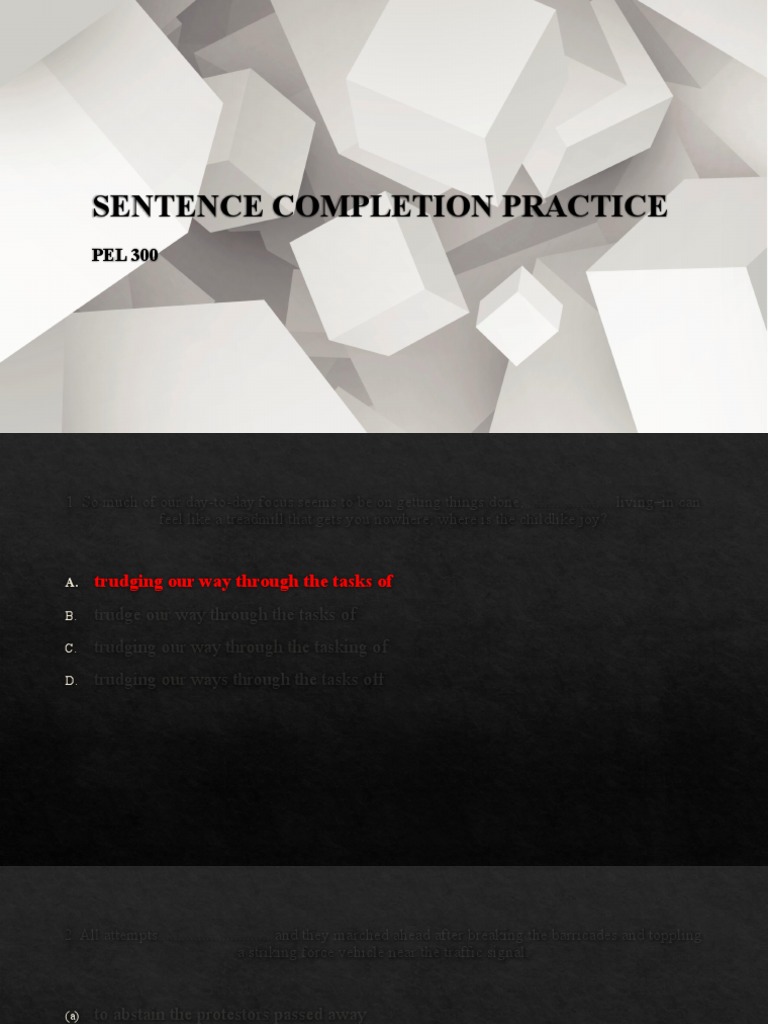 Sentence Completion Practice | PDF | Sin