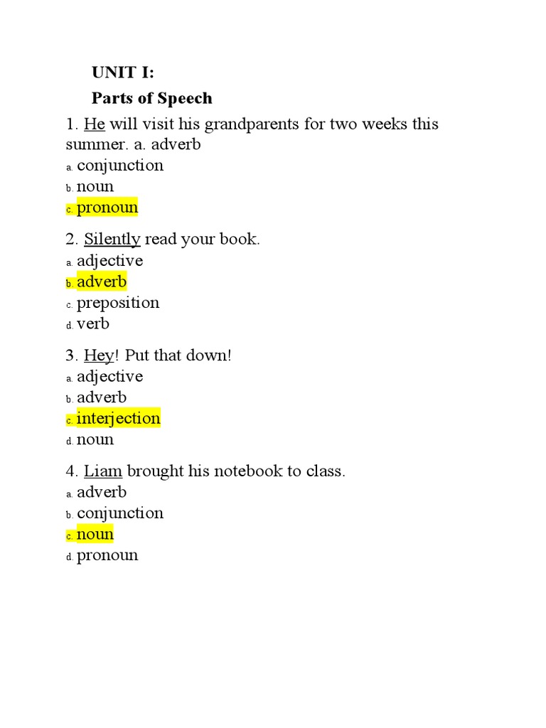 UNIT 1 2 & 3 Ques | PDF | Adverb | Verb