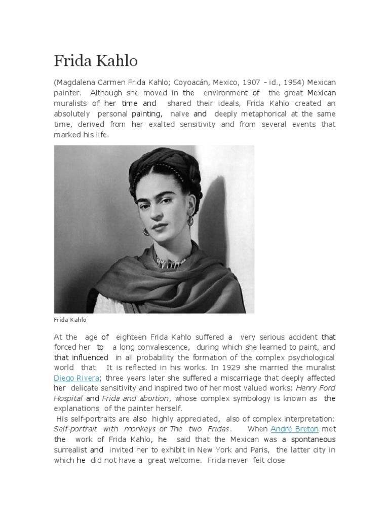 Frida Kahlo: Personal and Symbolic Art | PDF | History