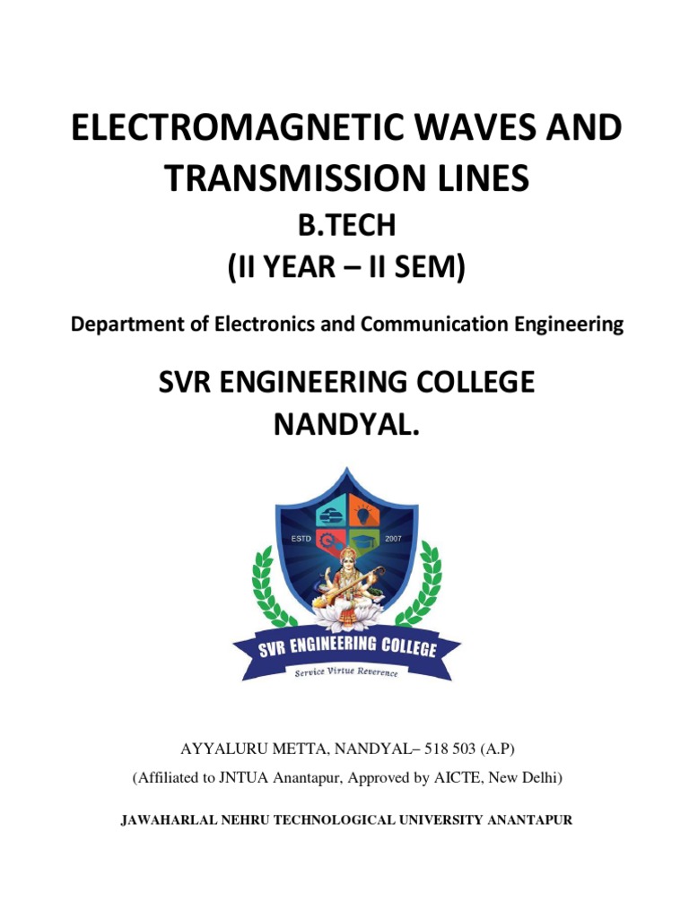 Electromagnetic Waves And Transmission Lines Pdf Electrical Resistivity And Conductivity