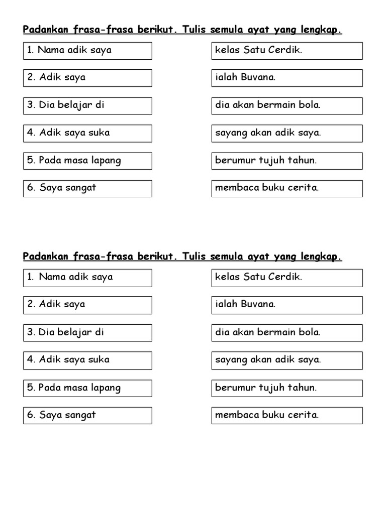 Latihan Padankan Frasa Ayat | PDF