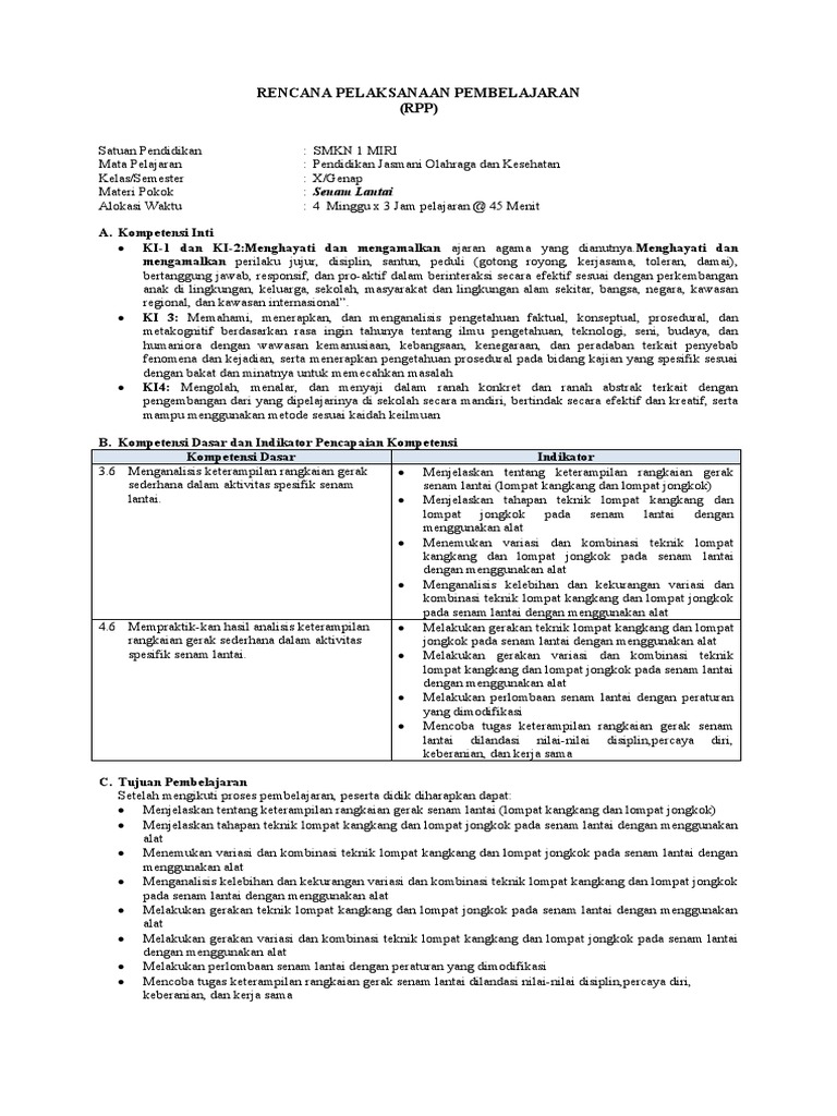 RPP 13 Senam Lantai | PDF