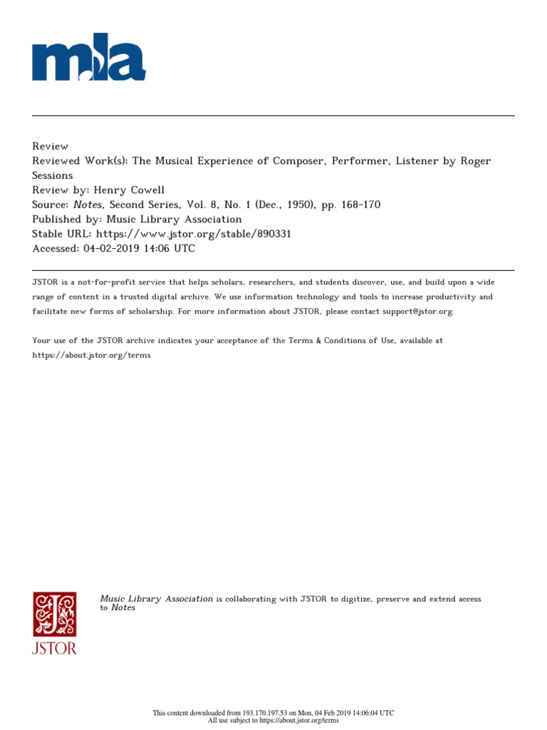 The Musical Experience of Composer, Performer, Listener | PDF | Thought ...