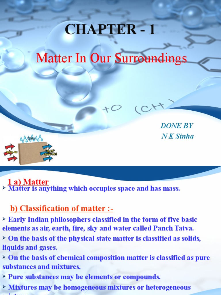 Chapter 1 - PPT Matter in Surrounding (Chem) | PDF | Evaporation | Liquids