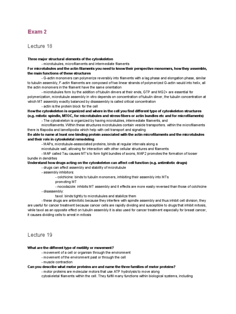 Cell Bio Final Review | PDF | Microtubule | Cytoskeleton
