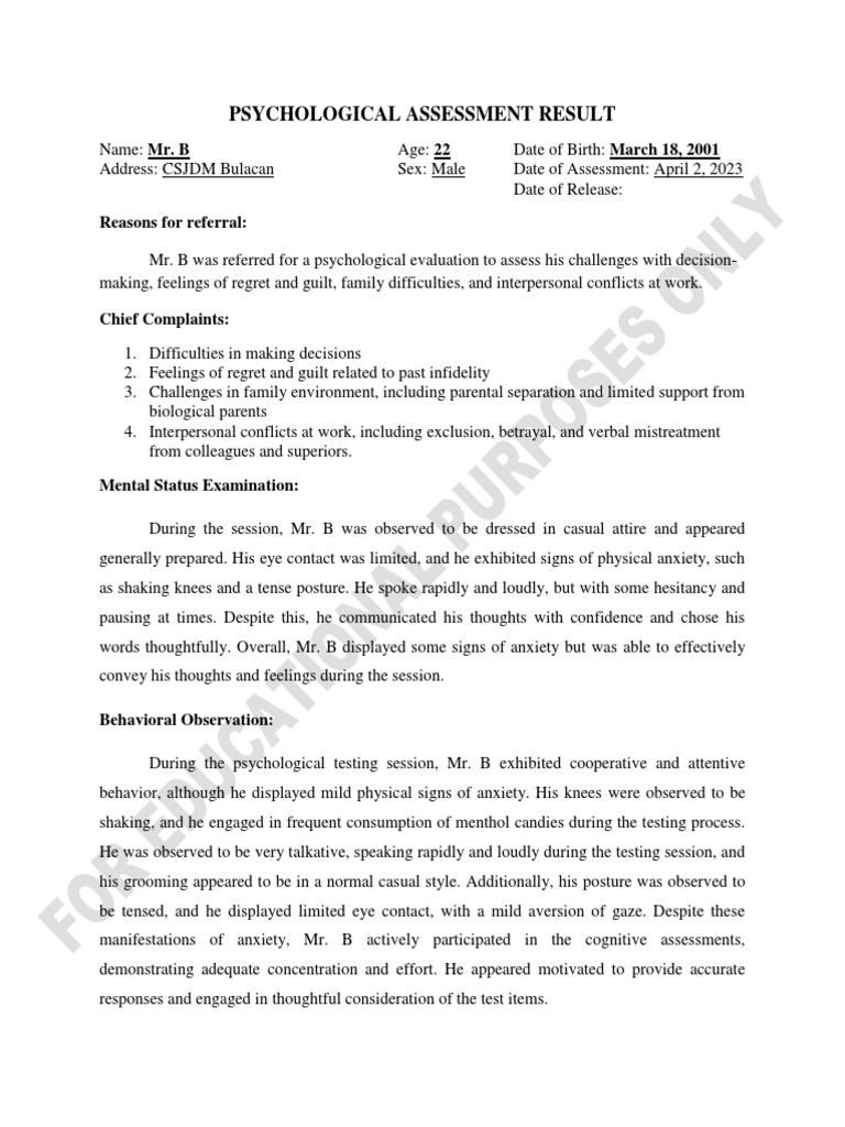 Psych Report Signed | PDF | Major Depressive Disorder | Cognitive ...