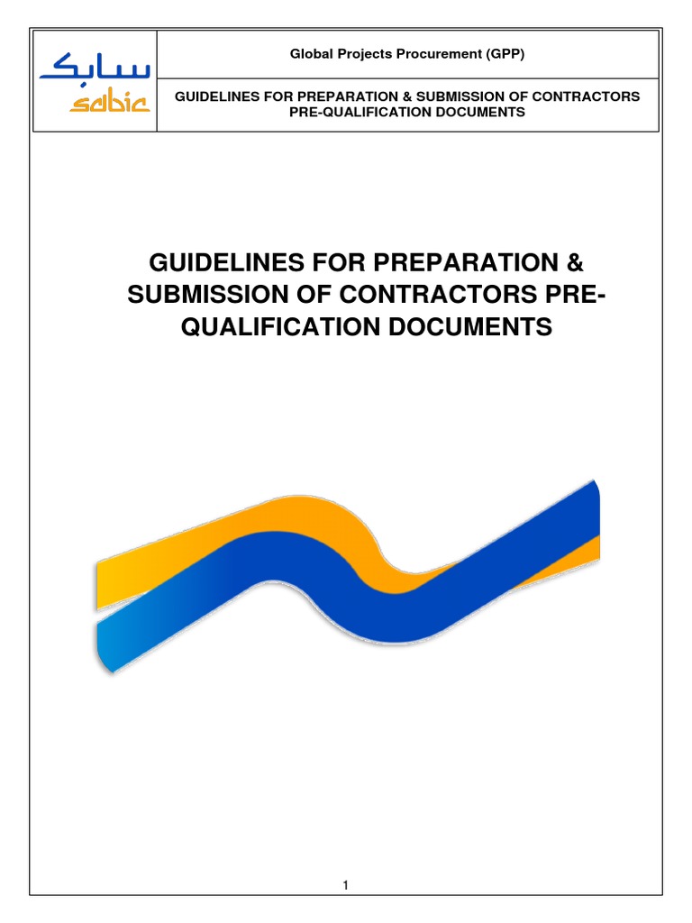 Guidelines For Preparation & Submission of Contractor Pre-Qualification ...