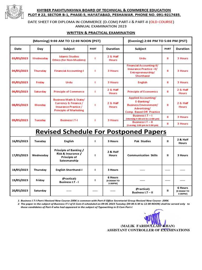 REVISED Date Sheet - Old Course For 1st Year Compart & 2nd Year Both ...