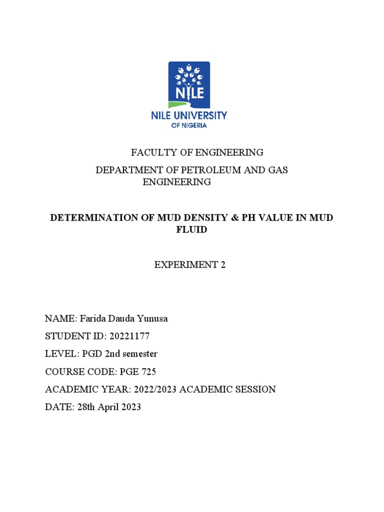 Density of Mud | PDF | Ph | Density