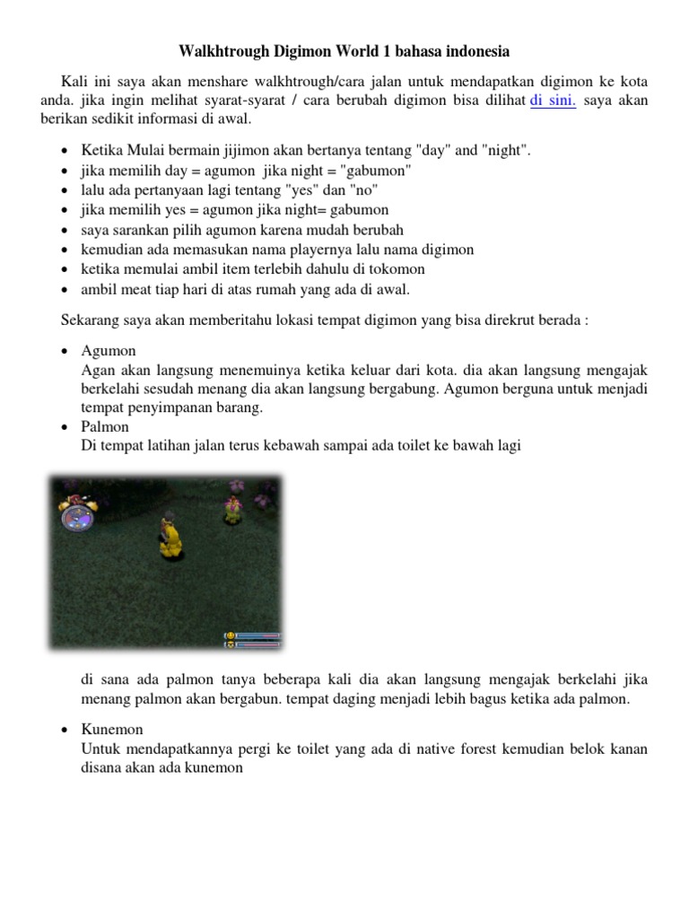Panduan Lengkap Digimon World 1 | PDF