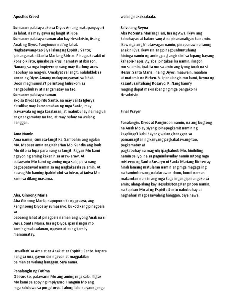 Tagalog Rosary | PDF