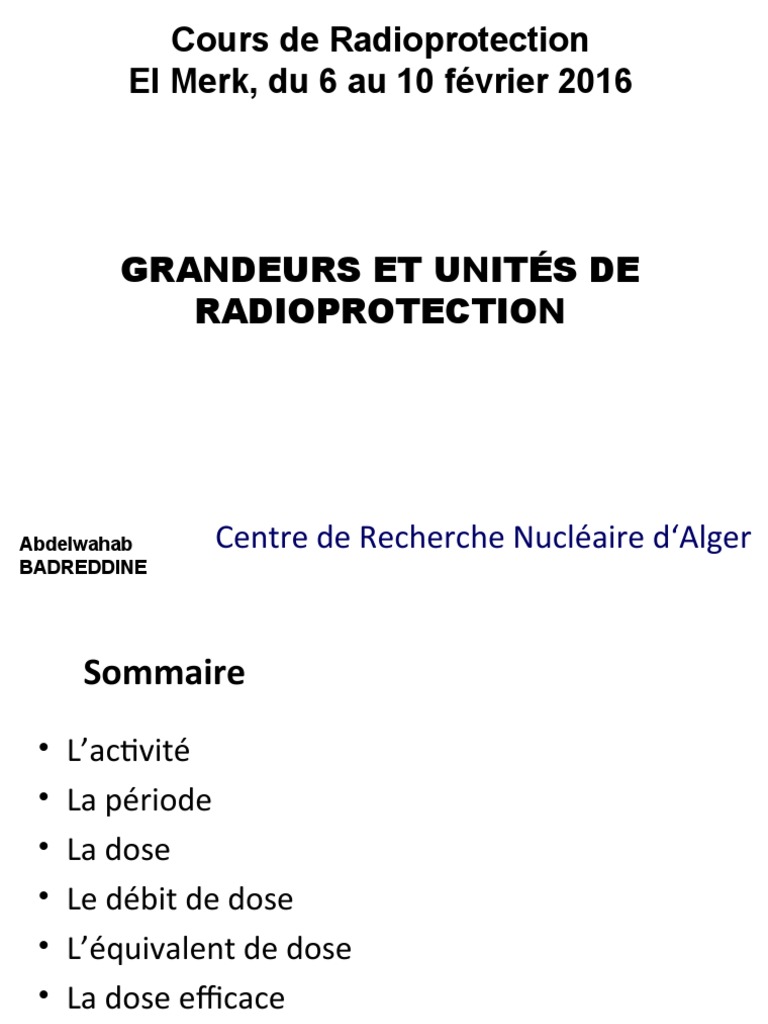 1.3 Grandeurs Et Unités en Radioprotection | PDF | Rayonnement ionisant ...