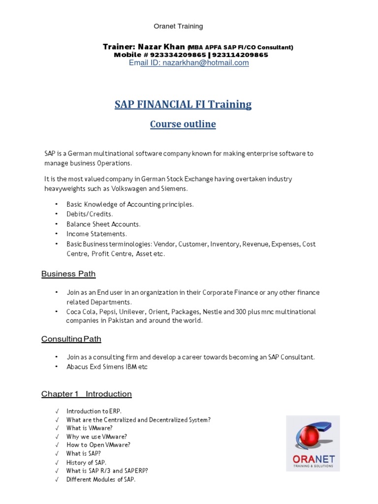 SAP-FICO Course Outline 1 | PDF | Accounts Payable | Receipt