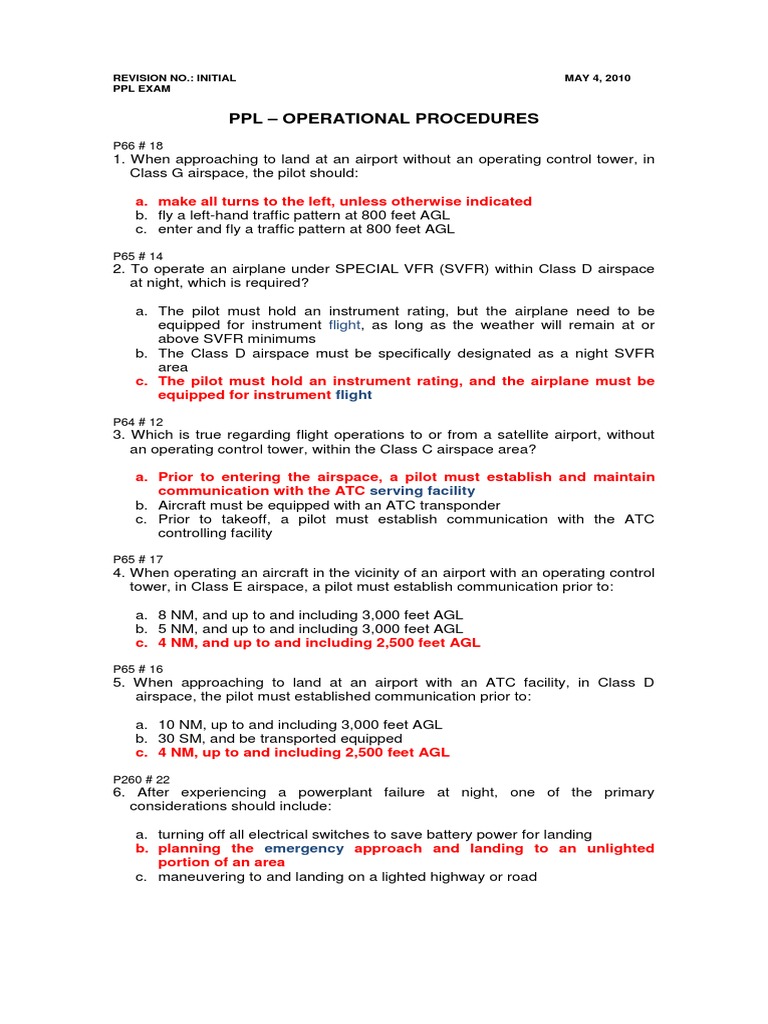 (PPL)_Operational_Procedures_-_2 | PDF | Instrument Flight Rules | Air ...