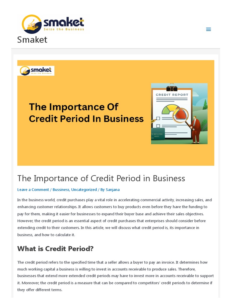 The Importance of Credit Period in Business - Smaket | PDF | Credit ...