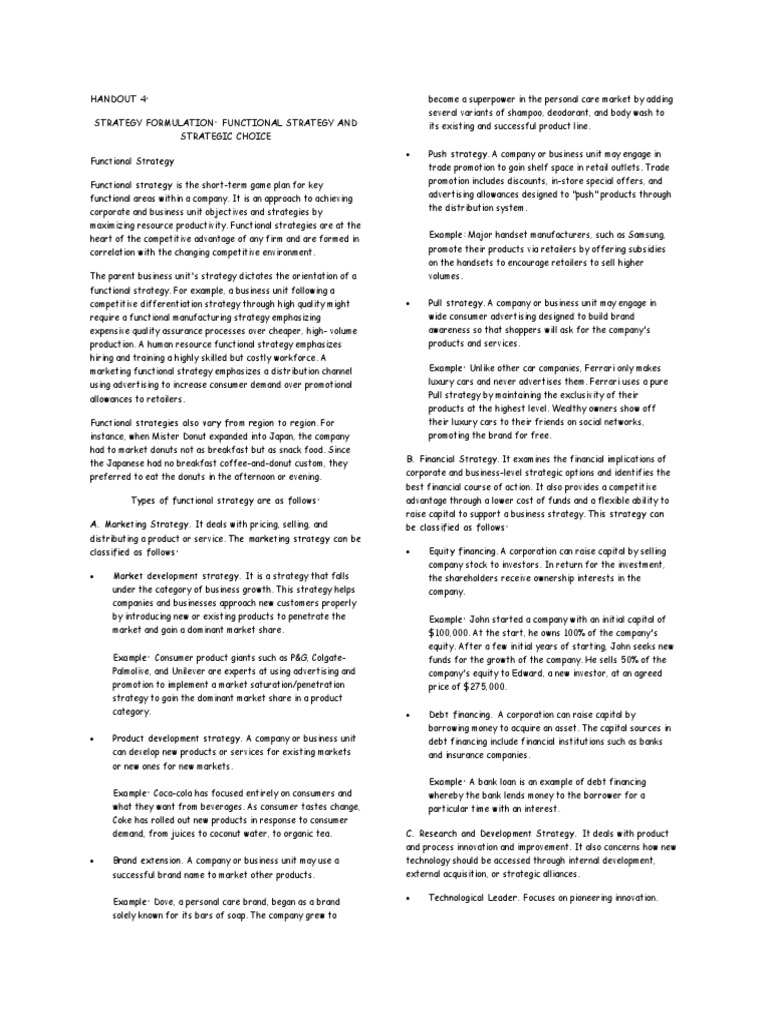 Handout 4-6 Strat | PDF | Strategic Management | Goal