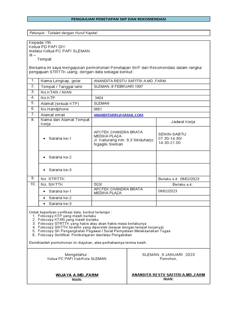 Borang SKP TTK | PDF