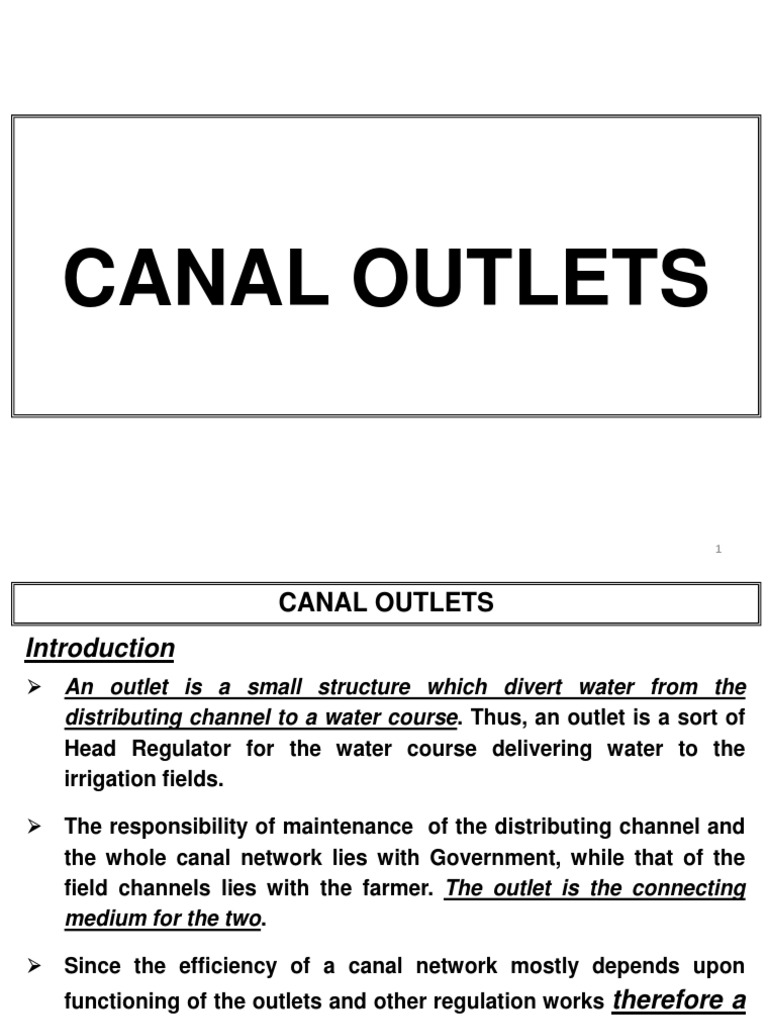 Types of Canal Outlets Explained | PDF | Civil Engineering | Hydrology