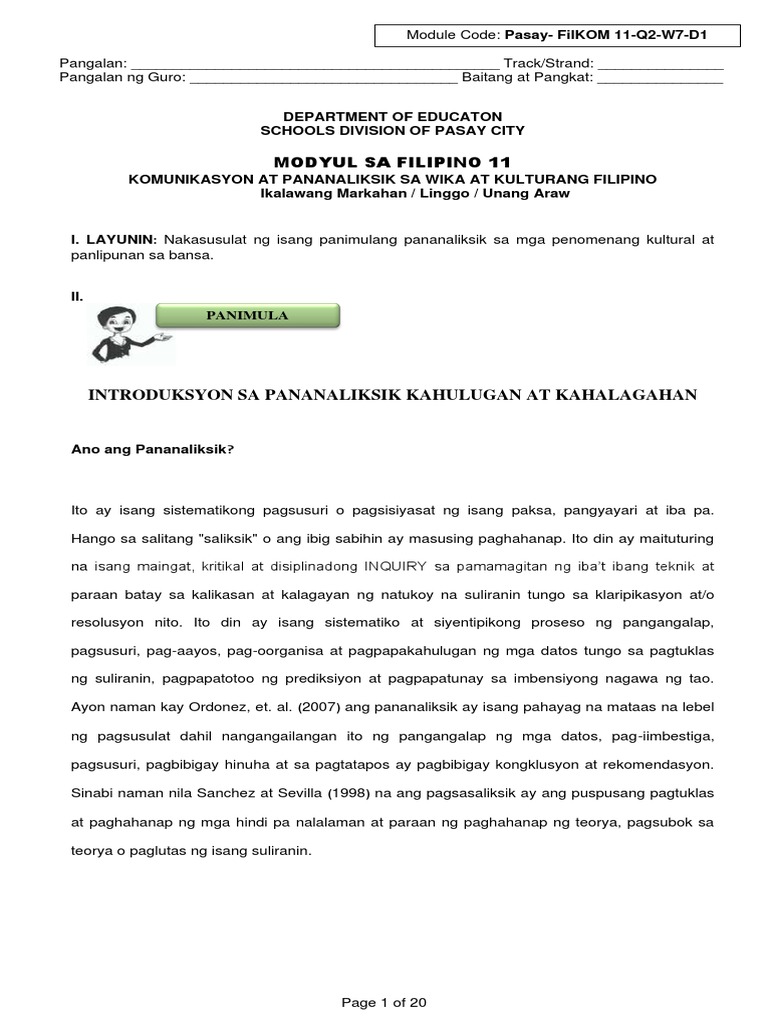 MODYUL - PASAY FilKOM Q2 W7 | PDF