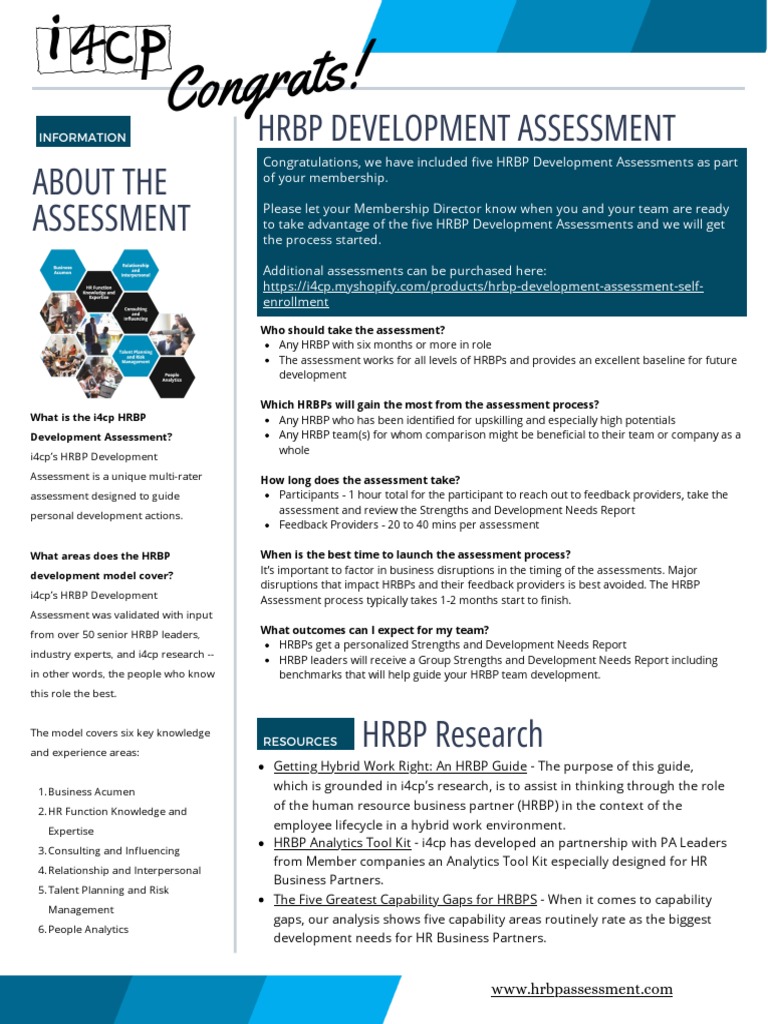 I4cp HRBP Development Assessment Fact Sheet | PDF | Analytics | Expert