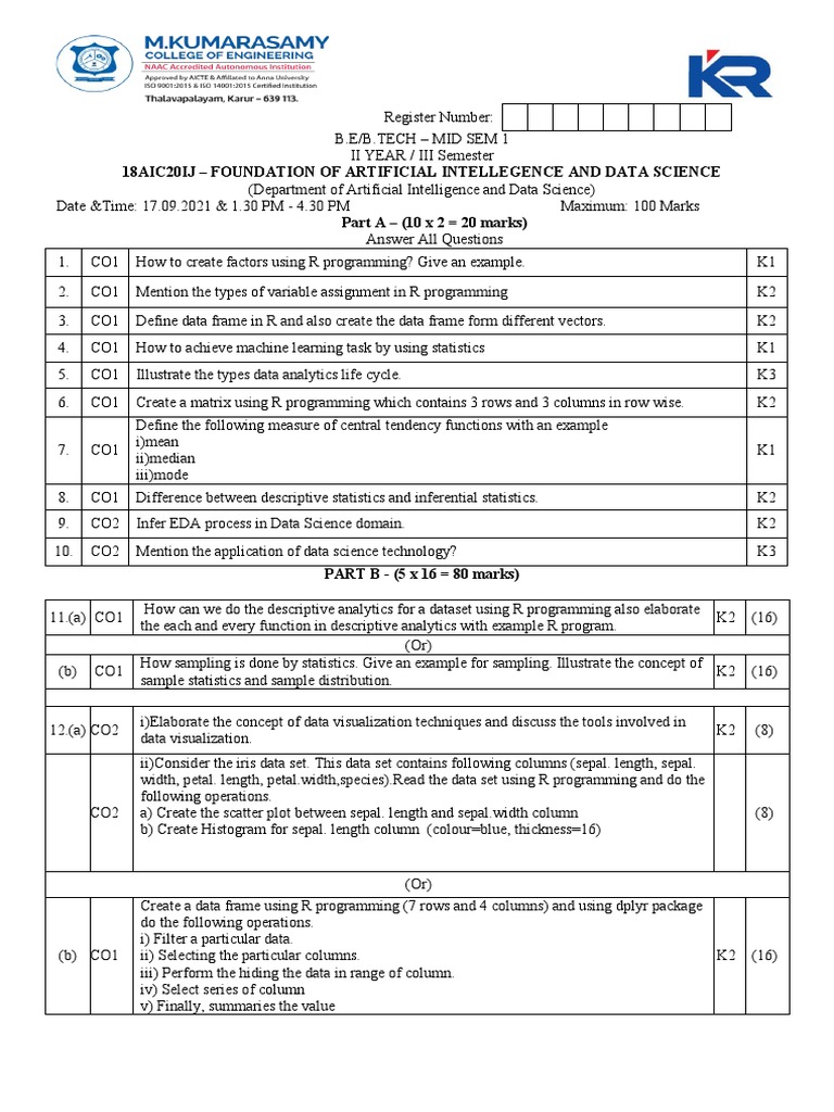 Mid Sem-1 - Faids | PDF | Statistics | Applied Mathematics Mid Sem-1 - Faids | PDF | Statistics | Applied Mathematics