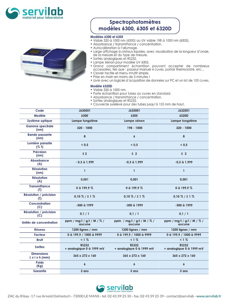 Spectrophotomètres Jenway 6300 et 6305 | PDF | L'absorbance ...