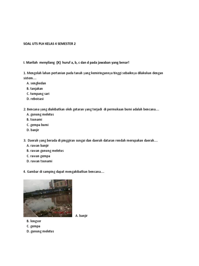 Soal PLH Kelas 4 Smester 2 | PDF | Perjalanan | Sains & Matematika