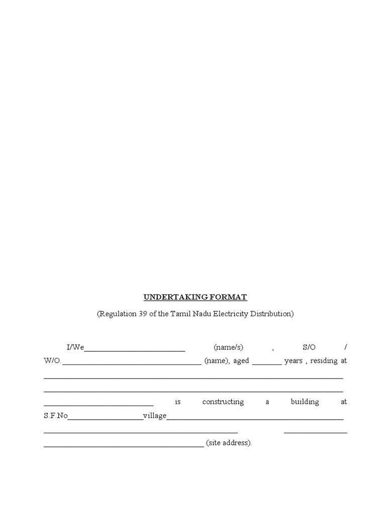 Undertaking Format - Temp Supply | PDF