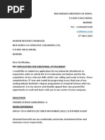 Industrial Attachment Letter | PDF