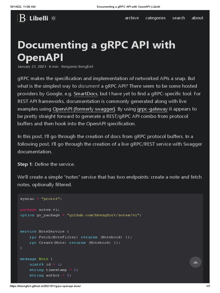 Documenting A GRPC API With OpenAPI | PDF | Computer Programming ...