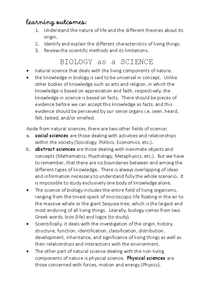Biol111 Introduction To Biology Lecture Notes Pdf Scientific Method Experiment