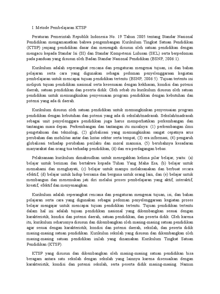 Metode Pembelajaran KTSP | PDF