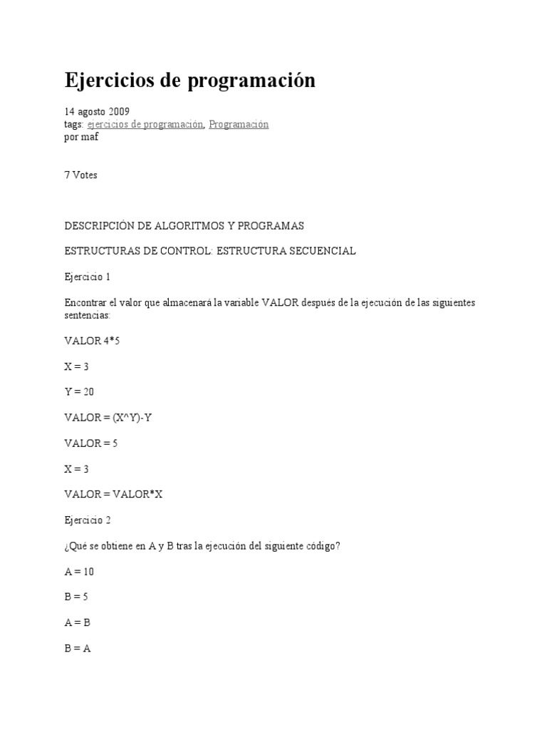 Ejercicios de Todo | PDF | Algoritmos | Matriz (Matemáticas)