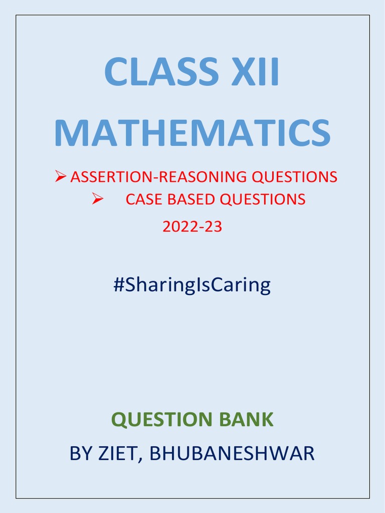 Class XII AR & CB Question Bank ZIET Bhubaneshwar | PDF | Function ...