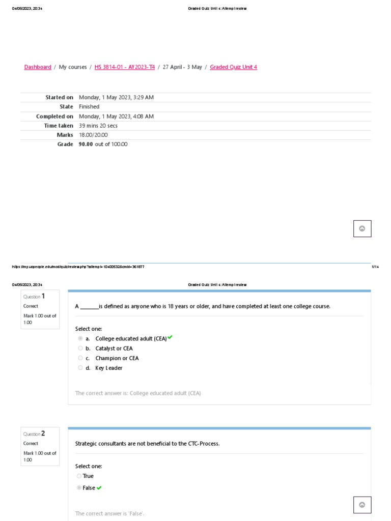 Graded Quiz Unit 4 - Attempt Review | Download Free PDF | Behavioural Sciences