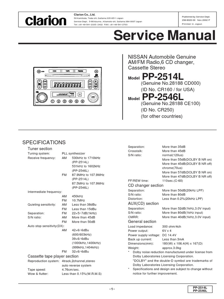 Clarion Pp2514l 2546l | PDF | Electrical Connector | Analog To Digital ...