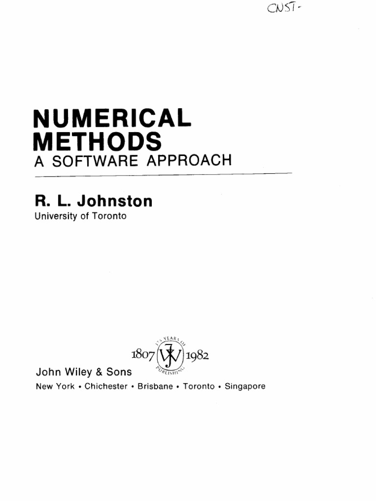 Wiley R Johnston (1982) NumericalMethods A Software Approach | PDF