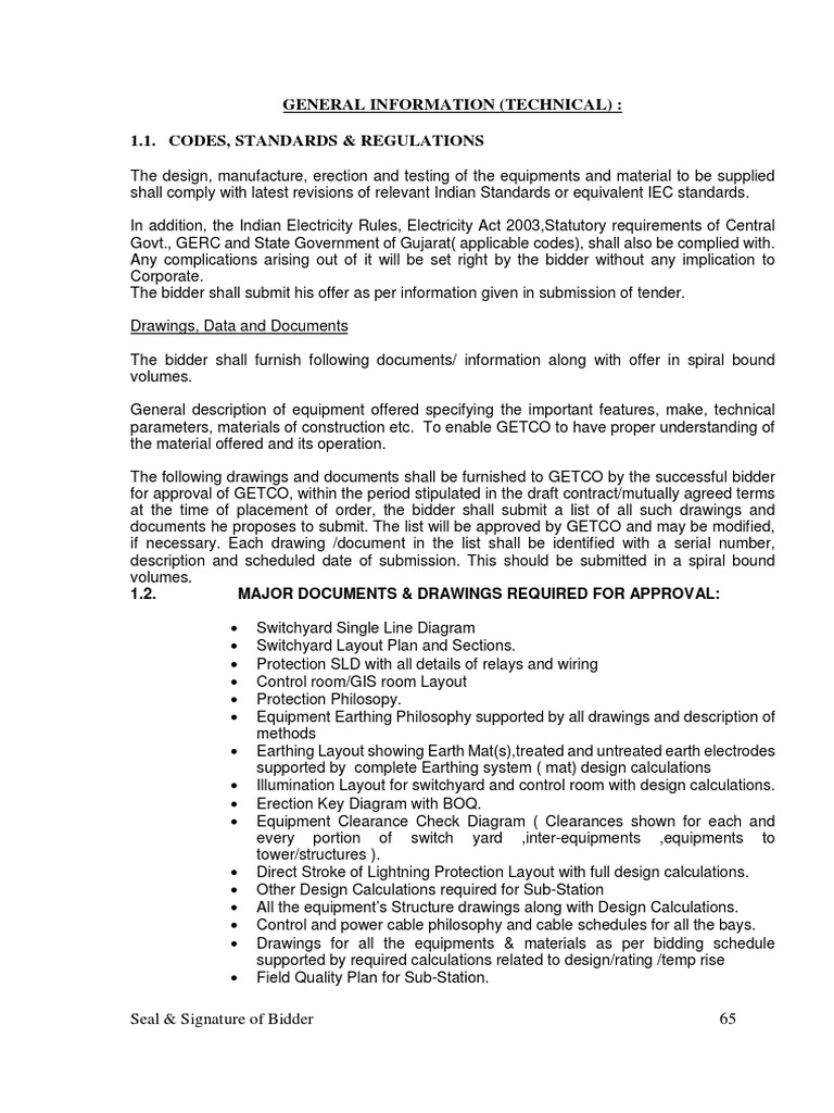 General Information (Technical) : 1.1. Codes, Standards & Regulations ...